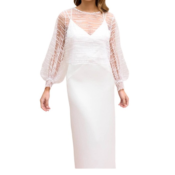 Lady Pipa | Tops | Nwt Lady Pipa Sheer Wedding Lace Top Dalia Blouse ...